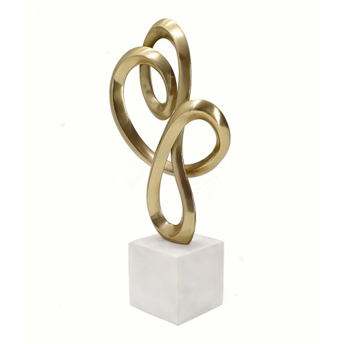 Abstract Swirl Aluminum Sculpture - 12.5" - Gold & White | Christmas ...
