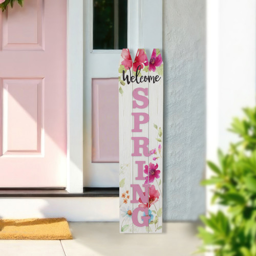 40" Welcome Spring Floral Outdoor Porch Board Sign Decoration ...