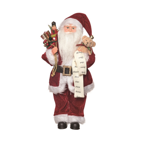 18" Red & White Standing Santa Christmas Figure with Toys & List ...