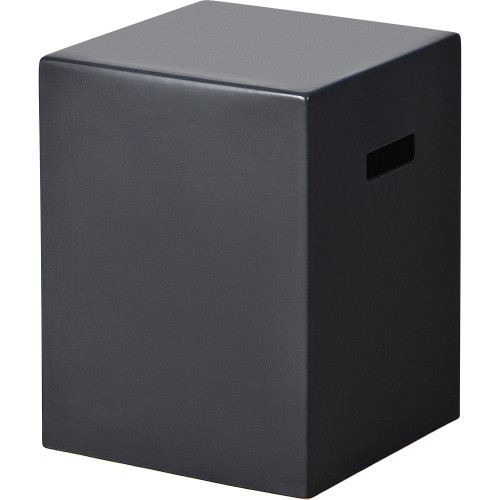 Ceramic Solid Outdoor Side Table - 16" - Matte Black | Christmas Central