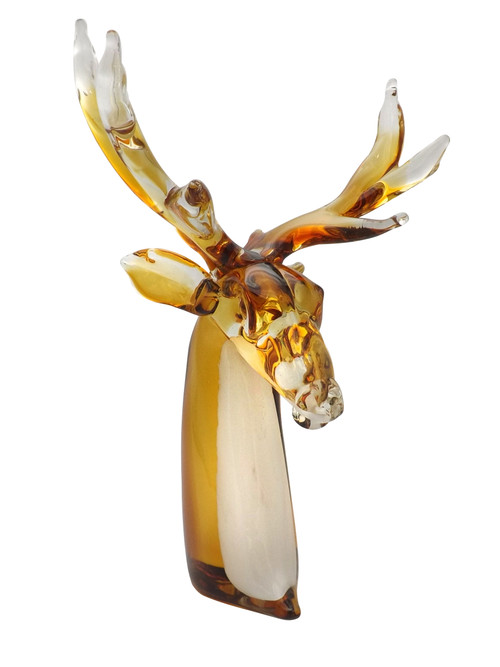 16" Yellow & Clear Hunter Reindeer Art Figurine | Christmas Central