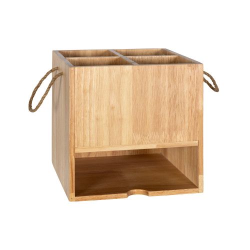 Square Wooden Flatware Caddy with Handles - 7.5" - Brown | Christmas ...