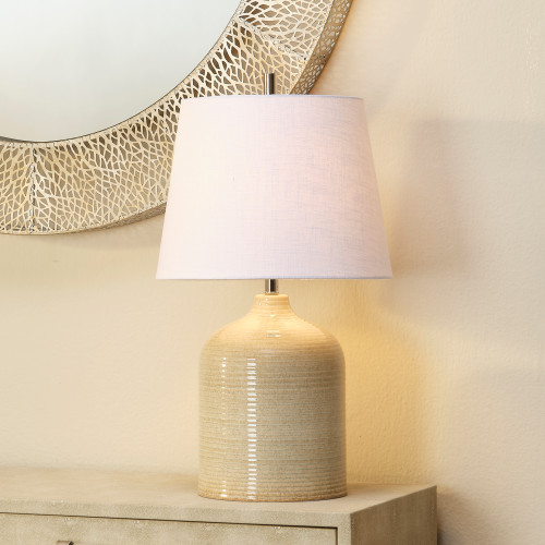 Handcrafted Ribbing Table Lamp with Rolled Edge Drum Shade - 22.5 ...
