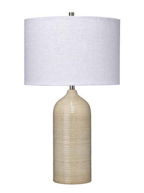 Handcrafted Ribbing Cylindrical Table Lamp with Rolled Edge Drum Shade ...