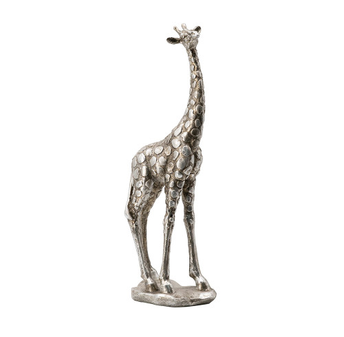 Standing Giraffe Statue with Base - 13.75" - Silver | Christmas Central