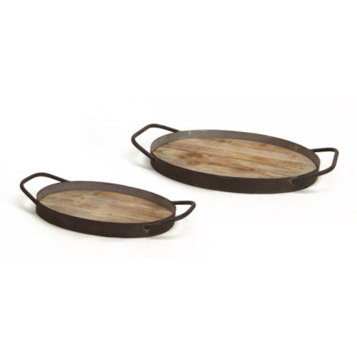 Rustic Assorted Serving Trays - 17" - Brown & Black - Set of 2 ...