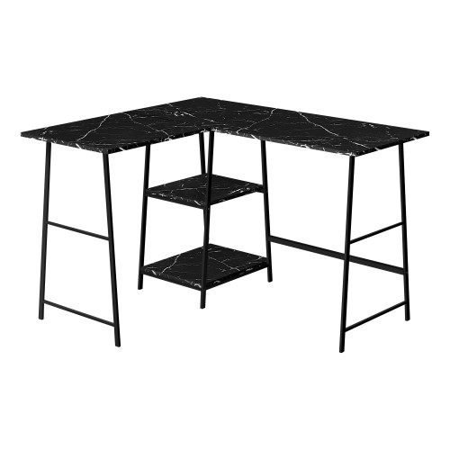 L-Shaped Marble Computer Desk with Shelves - 47.25" - Black | Christmas ...