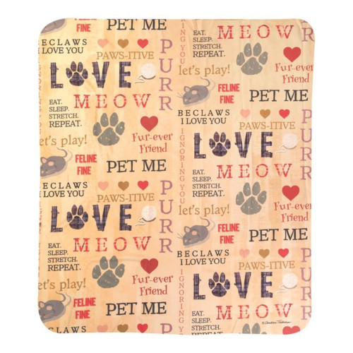 Kitty Wisdom Throw Blanket - 50" x 60" - Brown & Gray | Christmas Central