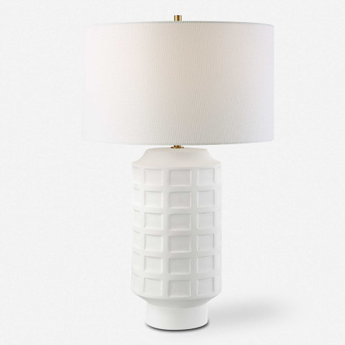 Window Pane Table Lamp with Round Drum Shade - 28" - White | Christmas ...