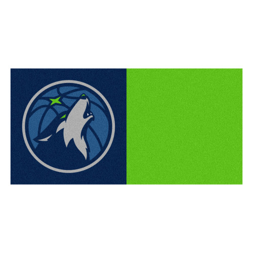 20pc Blue & Green NBA Minnesota Timberwolves Team Carpet Tile Set 18" x ...