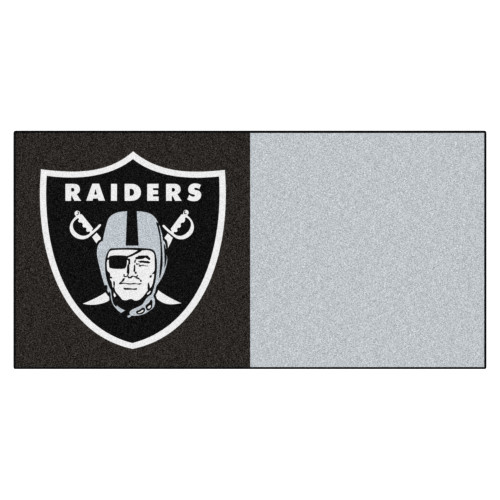 20pc Black & Silver NFL Las Vegas Raiders Team Carpet Tile Set 18" x 18 ...