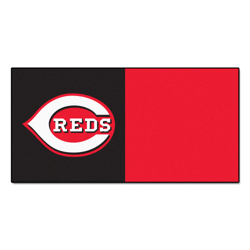 20pc Red & Black MLB Cincinnati Reds Team Carpet Tile Set 18" x 18 ...