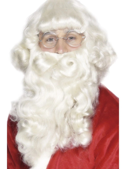 25" White Santa Men Adult Christmas Wig & Beard Set Costume Accessory ...