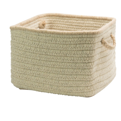 18" Canvas Beige Farmhouse-Style Square Braided Storage Basket ...