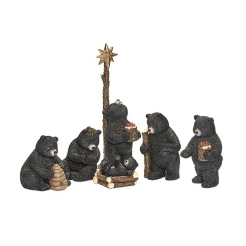 6-Piece Black & Brown Bears Nativity Set 9.5" | Christmas Central