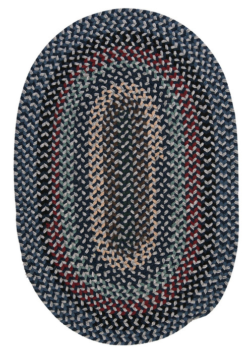 2' x 5' Blue & Gray Hand Braided Oval Rug Runner | Christmas Central