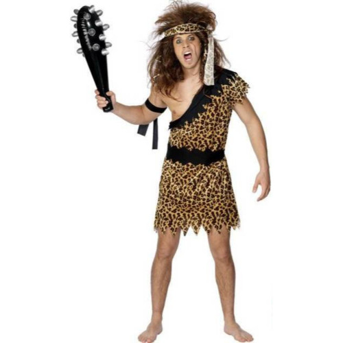44" Black & Brown Prehistoric Style Caveman Halloween Costume - Extra ...