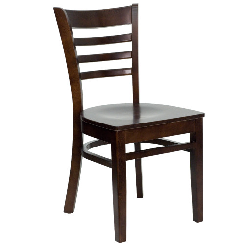 33.75" Walnut Brown Hercules Series Ladder Back Restaurant Dining Chair ...