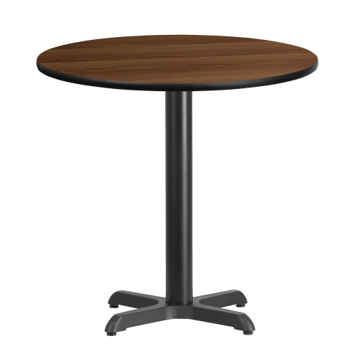 31” Walnut Brown Laminated Round Table with X- Style Base | Christmas ...