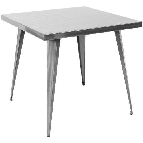 32" Brushed Silver Squared Top Dining Table | Christmas Central