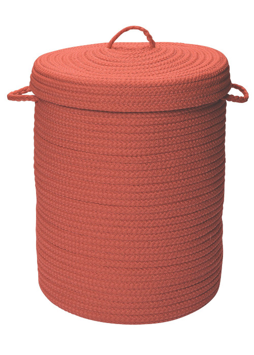 24" Red Orange Handmade Braided Hamper With Lid | Christmas Central