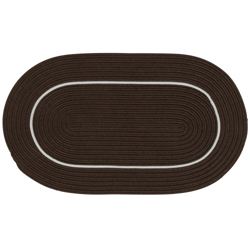 Brown & White Bordered Handcrafted Reversible Oval Door Mat 26" x 40 ...