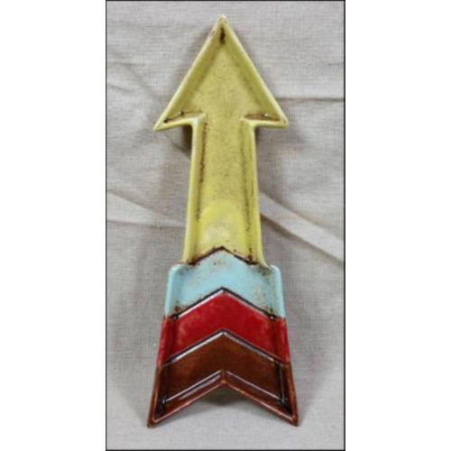 11" Brown & Red Contemporary Style Arrow Plate | Christmas Central