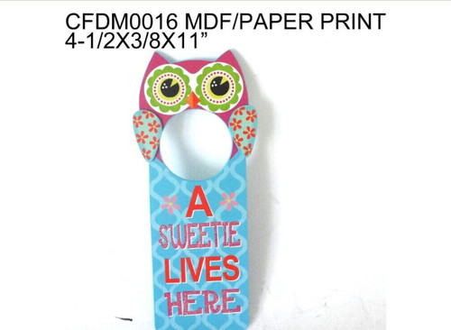 Set of 2 Green & Blue Contemporary Owl Door Hangers 11" | Christmas Central