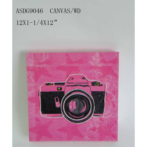12" Pink & Black Contemporary Square Camera Designed Wall Plaque ...