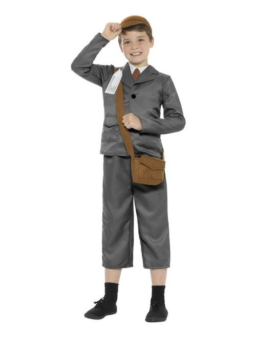 41" Gray & Brown WW2 Evacuee Boy Child Halloween Costume - Small ...