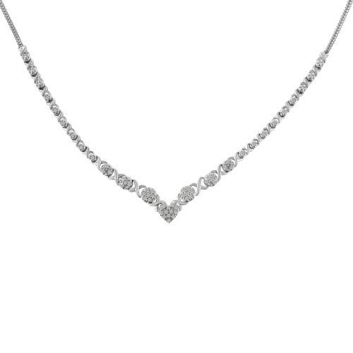 Women's Sterling Silver Diamond Cluster & Heart Necklace | Christmas ...