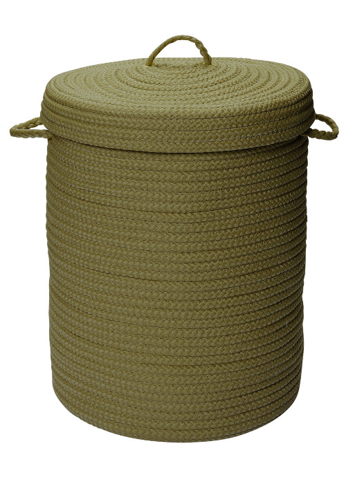 24" Sherwood Green Handmade Braided Hamper With Lid | Christmas Central