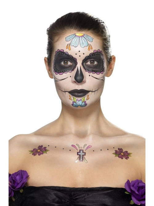 39" Black & Blue Face Tattoo Unisex Adult Halloween Kit Costume ...