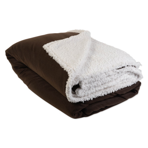 90" Brown Square High Pile Fleece Blanket | Christmas Central
