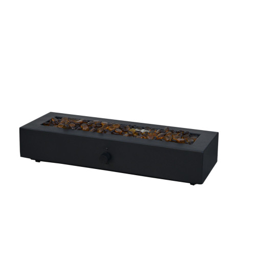 20" Matte Black & Gingerbroad Brown Rectangular Steel Lara Table Fire ...
