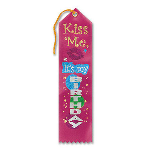 Pack of 6 Dark Pink "Kiss Me, It's My Birthday" Ribbon Bookmarks 8 ...