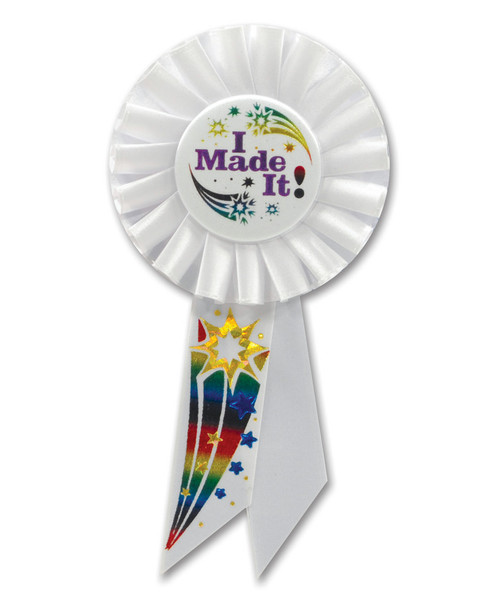 Pack of 6 White "I Made It!" Graduation Party Celebration Rosette ...