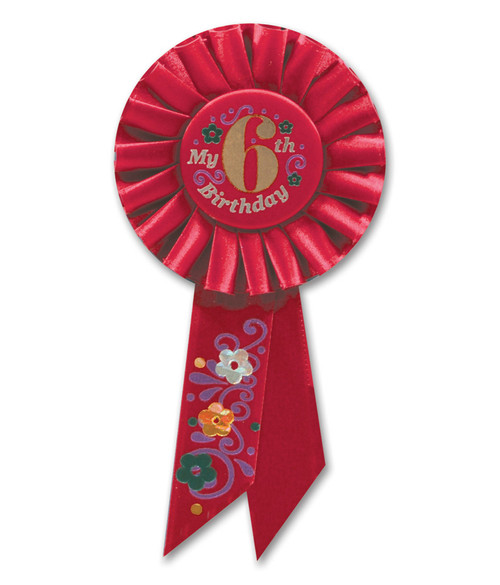 Pack of 6 Red "My 6th Birthday" Party Rosette Ribbons 6.5" | Christmas ...