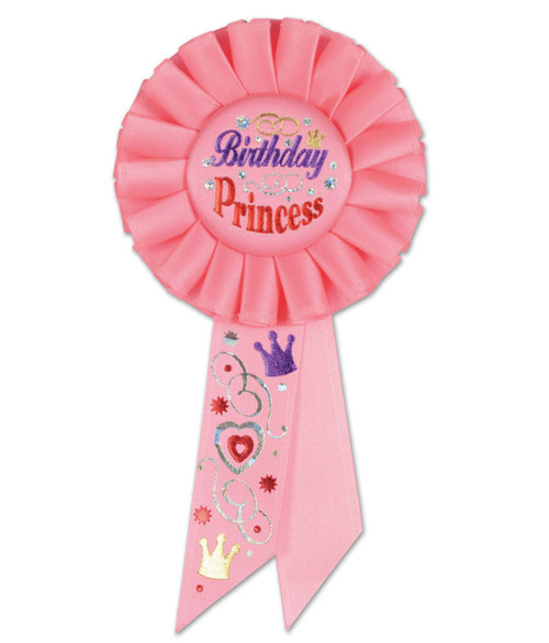 Pack of 6 Light Pink "Birthday Princess" Party Celebration Rosette ...