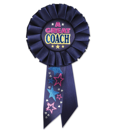 Pack of 6 Navy Blue "A Great Coach" School & Sports Award Rosette ...