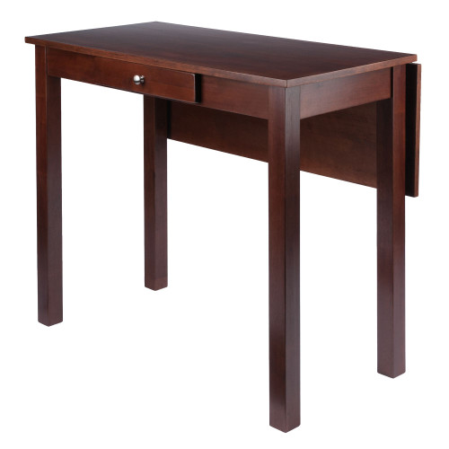 40" Walnut Brown Contemporary Extendable High Table with Drop Leaf ...