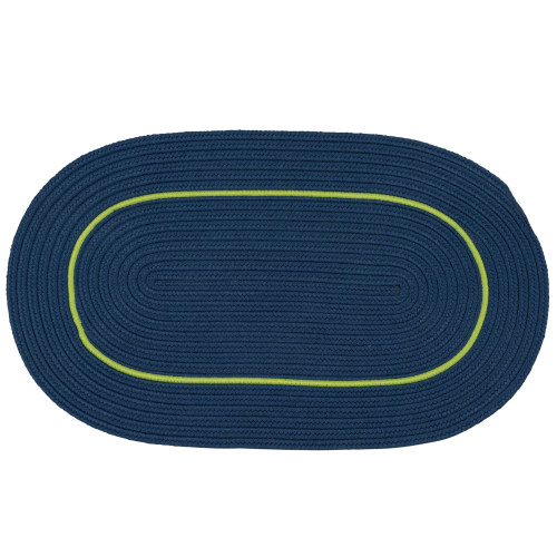 Blue & Green Bordered Handcrafted Reversible Oval Door Mat 26" x 40 ...