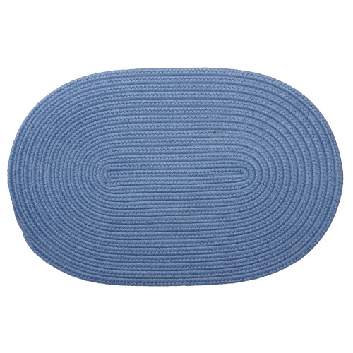 Ice Blue Solid Textured Handcrafted Reversible Oval Door Mat 18" x 30 ...