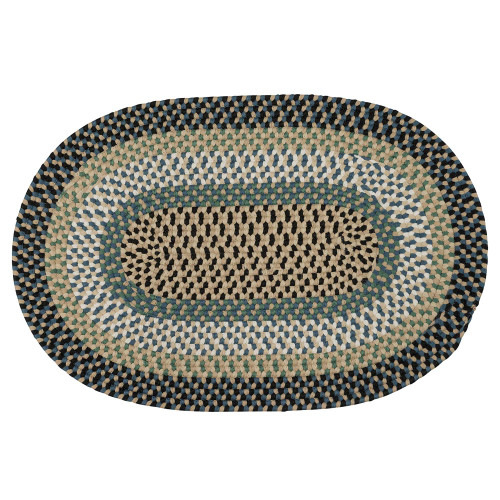 Black & Beige Border Handcrafted Reversible Oval Door Mat 45" x 70 ...