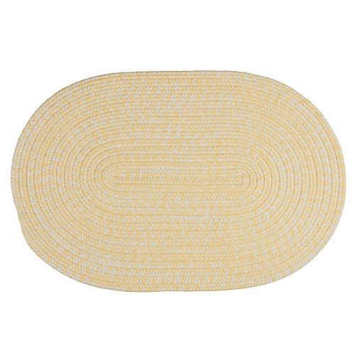 Yellow & Off White Tweed Handcrafted Reversible Oval Door Mat 30" x 48 ...