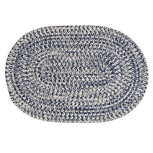 Handcrafted Reversible Tweed Oval Door Mat - 18" x 30" - Blue & White ...