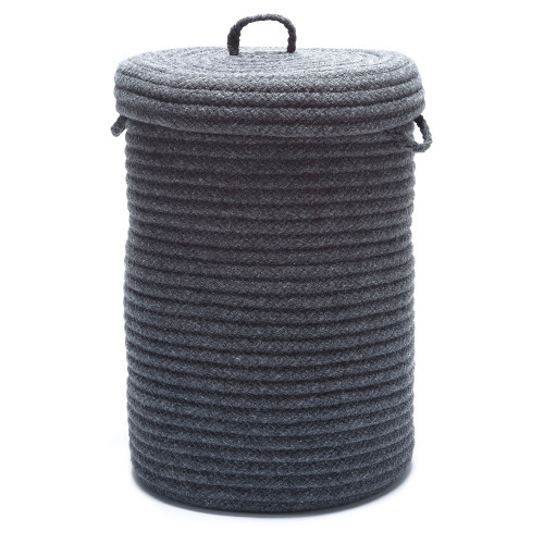 24" Gray Hand Braided Hamper With Lid | Christmas Central