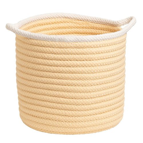 16" Beige & White Handmade Braided Basket | Christmas Central