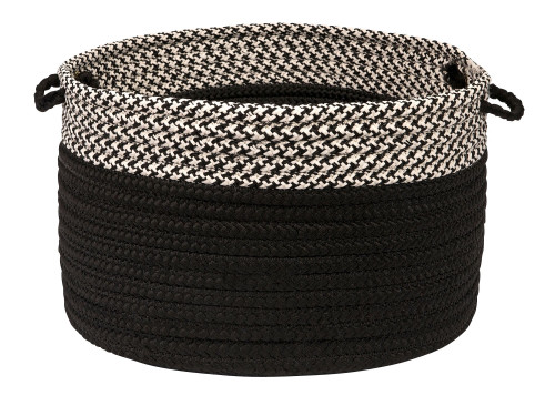 24" Handmade Black & White Round Braided Basket | Christmas Central