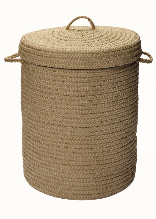24" Coffee Brown Handmade Braided Hamper With Lid | Christmas Central